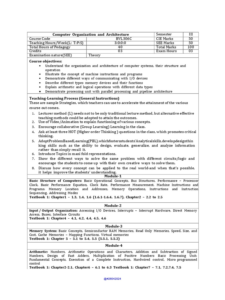 COA_VDT_SYLLABUS | PDF | Central Processing Unit | Office Equipment