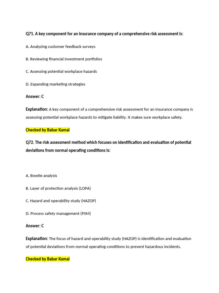 CSP Exam PTS-3. Q71-80 Babar | PDF | Safety | Occupational Safety And ...