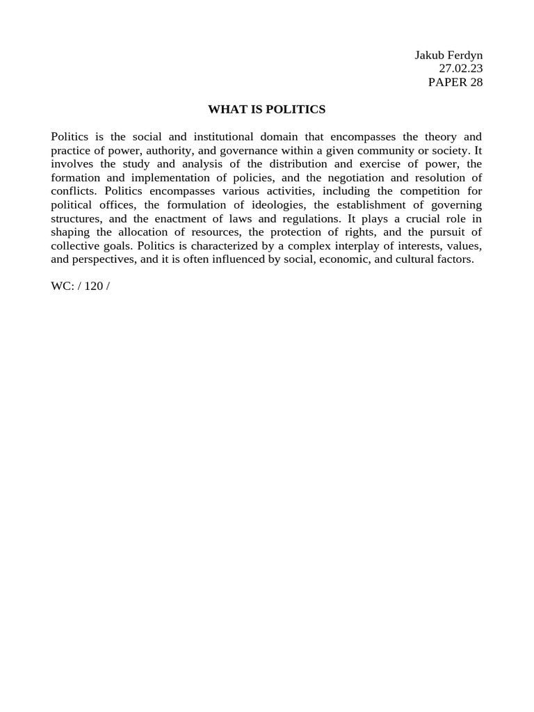 PAPER 28 POLITICS | PDF
