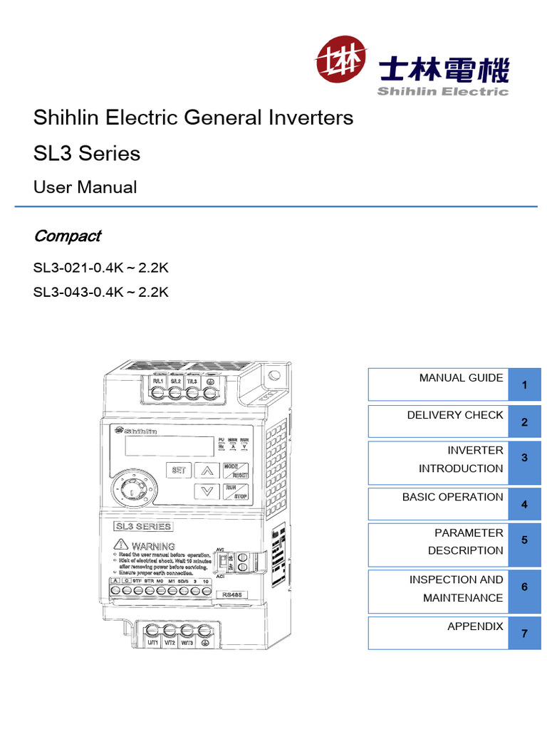 Shihlin SL3 Series User Manual | PDF | Power Supply | Power Inverter