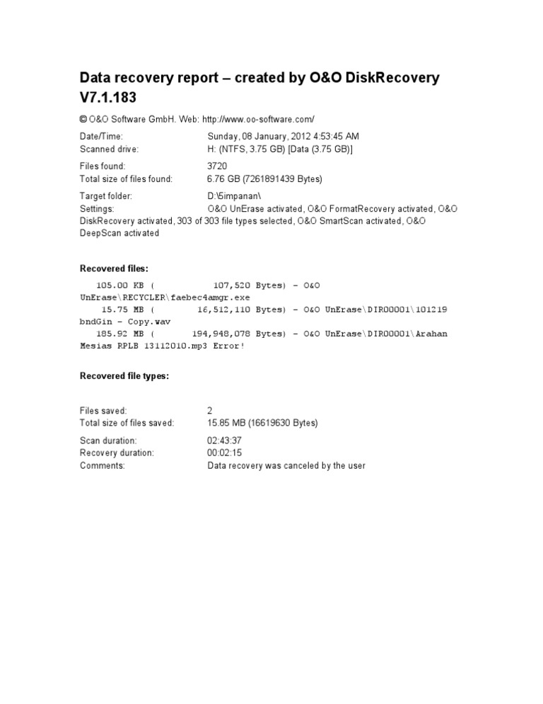 Disk Recovery Report | PDF | Computers | Technology & Engineering