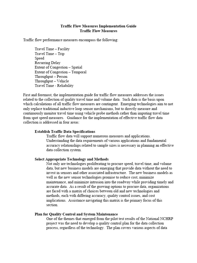 Traffic Flow Measure Guidelines v8 | PDF | Traffic | Standard Deviation
