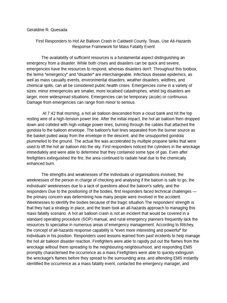 Disaster Preparedness and Response Activity Untitled Document | PDF ...