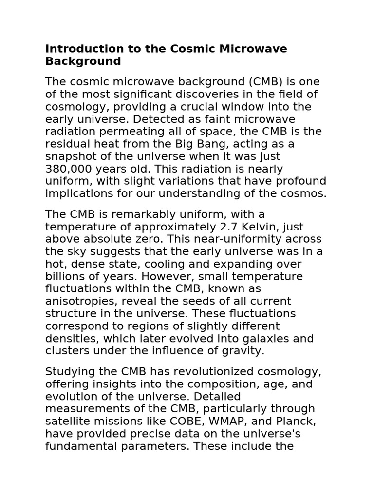 Introduction to the Cosmic Microwave Background | PDF | Cosmic Microwave Background | Universe