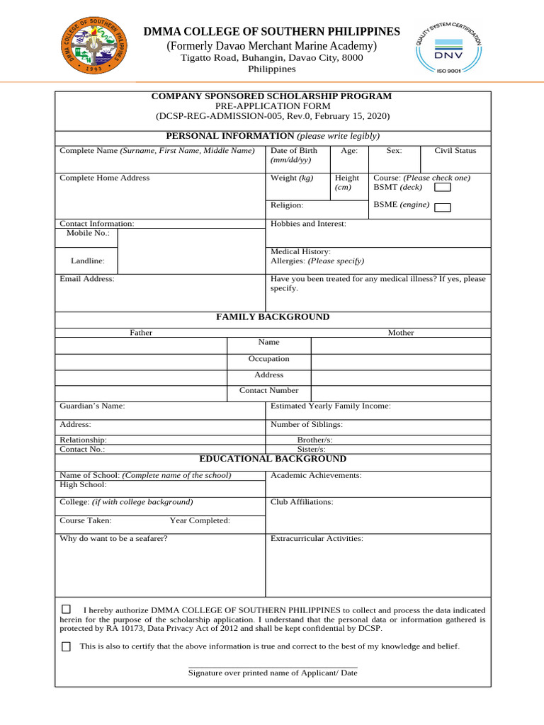 Nsa Application Form | PDF