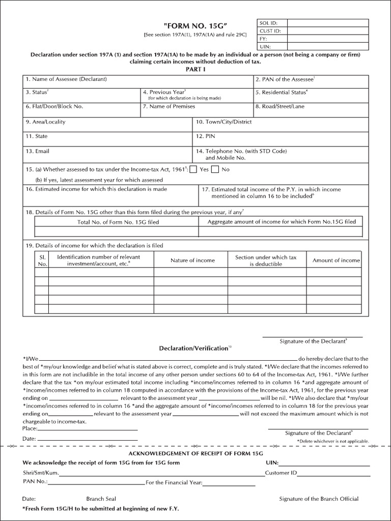 Form 15 G | PDF