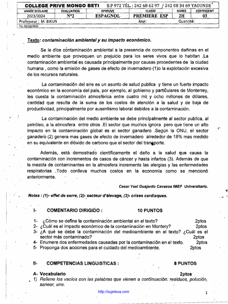 1erea4 2e Seq Espagnol Col.P.M.B. 2023!2024 | PDF | Entorno natural ...