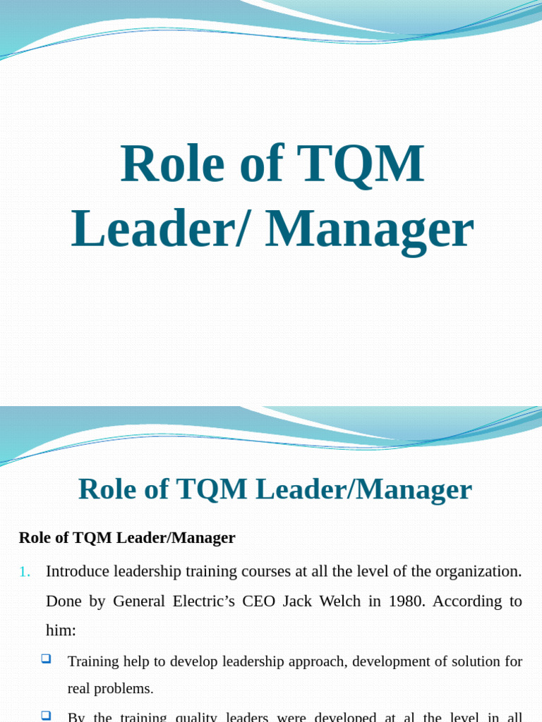 Role of TQM Leader or Manager | PDF