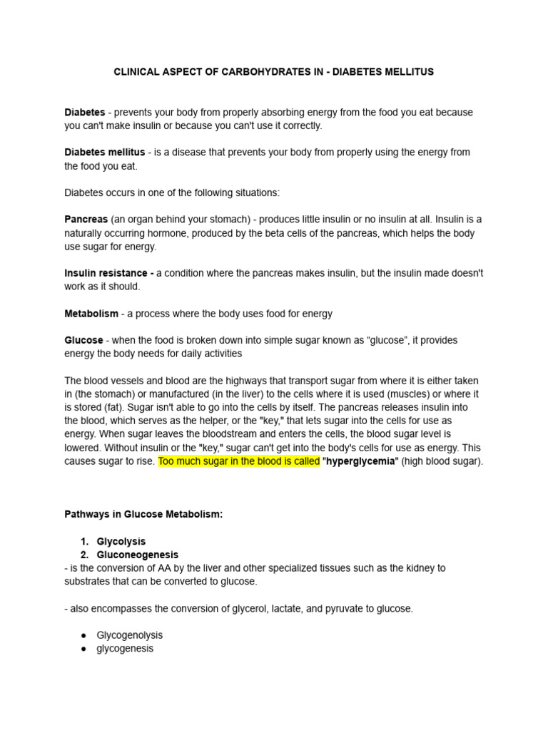 Clinical Aspect of CHO in - DM | PDF | Diabetes | Insulin