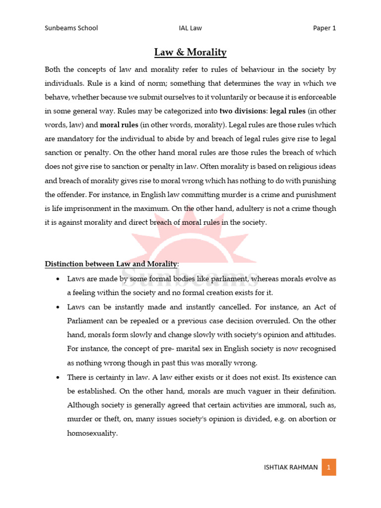 Law and Morality | PDF | Justice | Crime & Violence