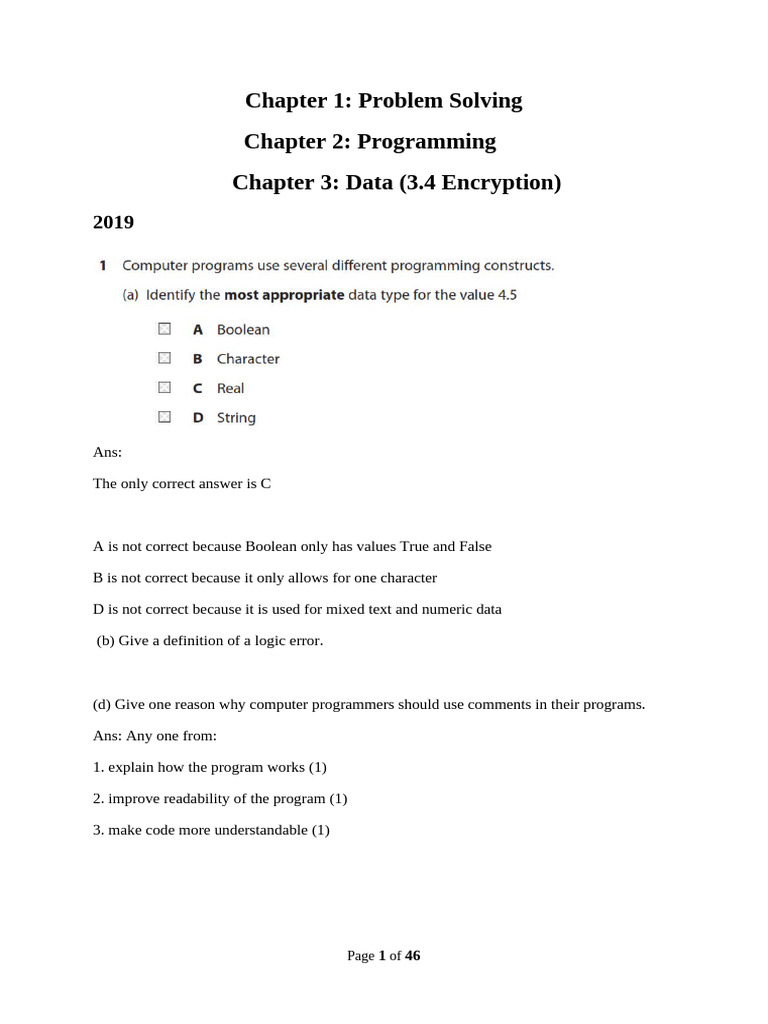 Chapter 1&2 (With Answer) p2 | PDF | Encryption | Algorithms