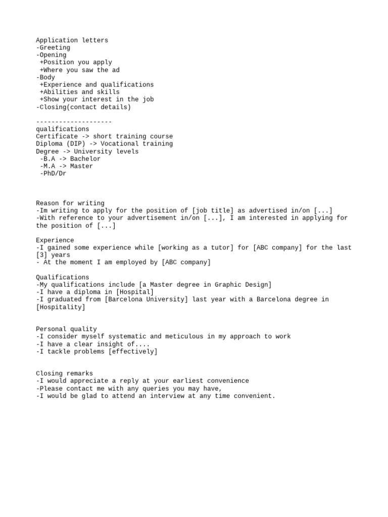 Application Letters | PDF