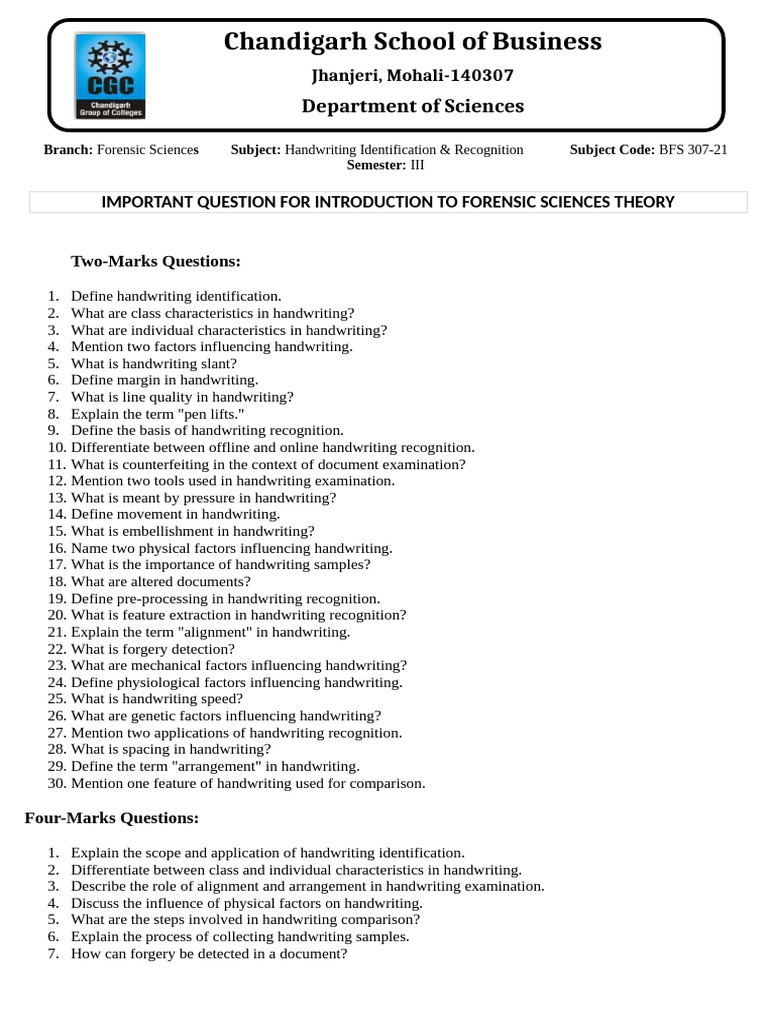 Handwriting Identification in Forensics | PDF