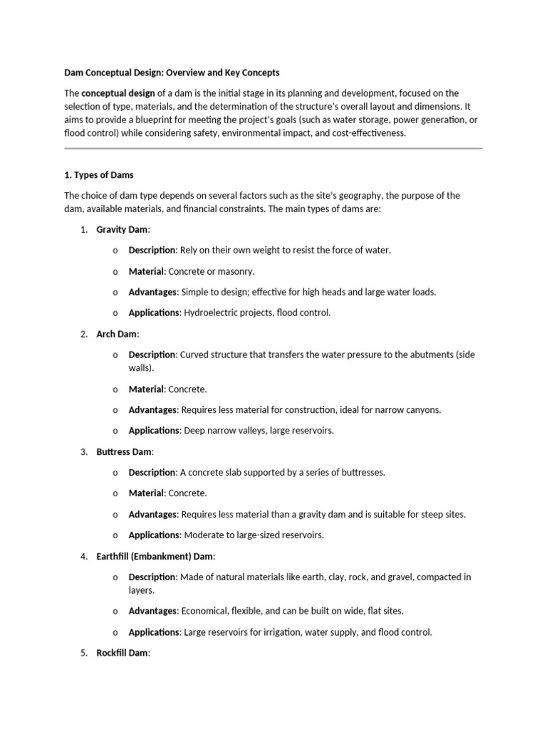 Short Notes on Dam Conceptual Design | PDF | Dam | Spillway