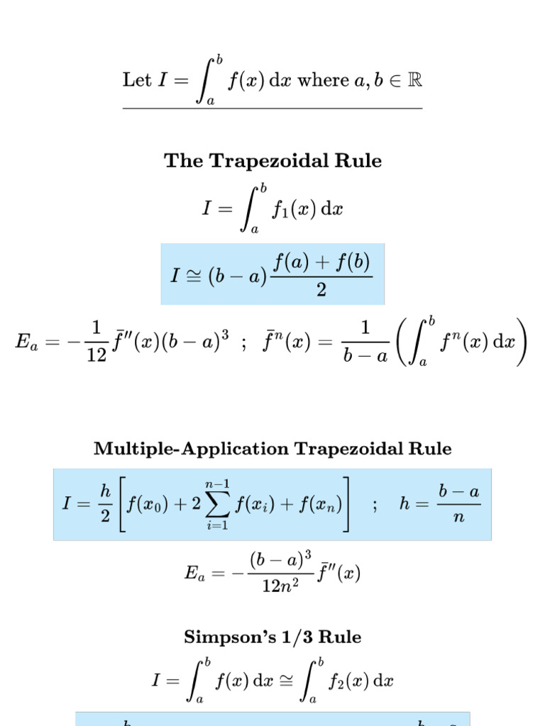 Num. Methods (Lec) - Numerical Integration (Formulas) | PDF