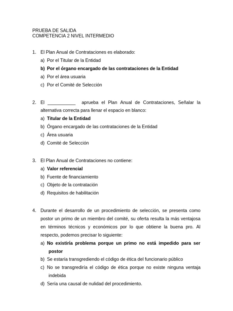 Prueba de Salida Clase 3 | PDF