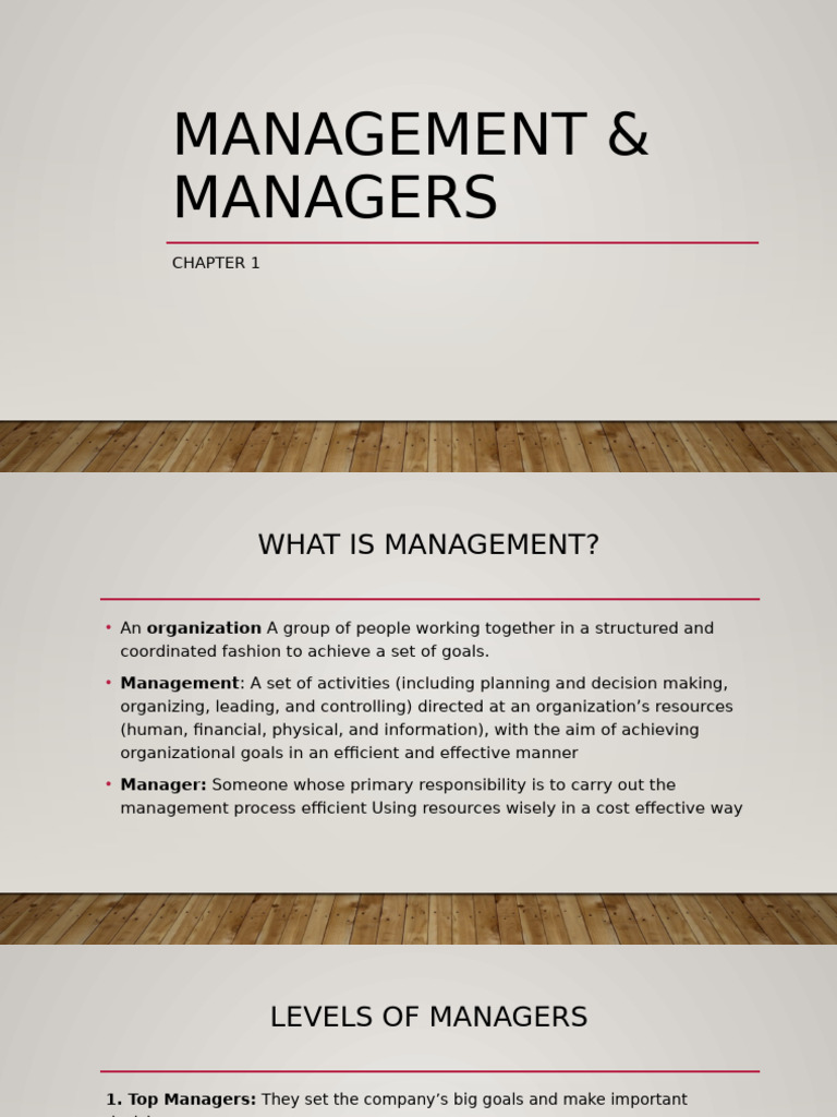 Chapter 1. Management and Managers | PDF | Goal | Planning