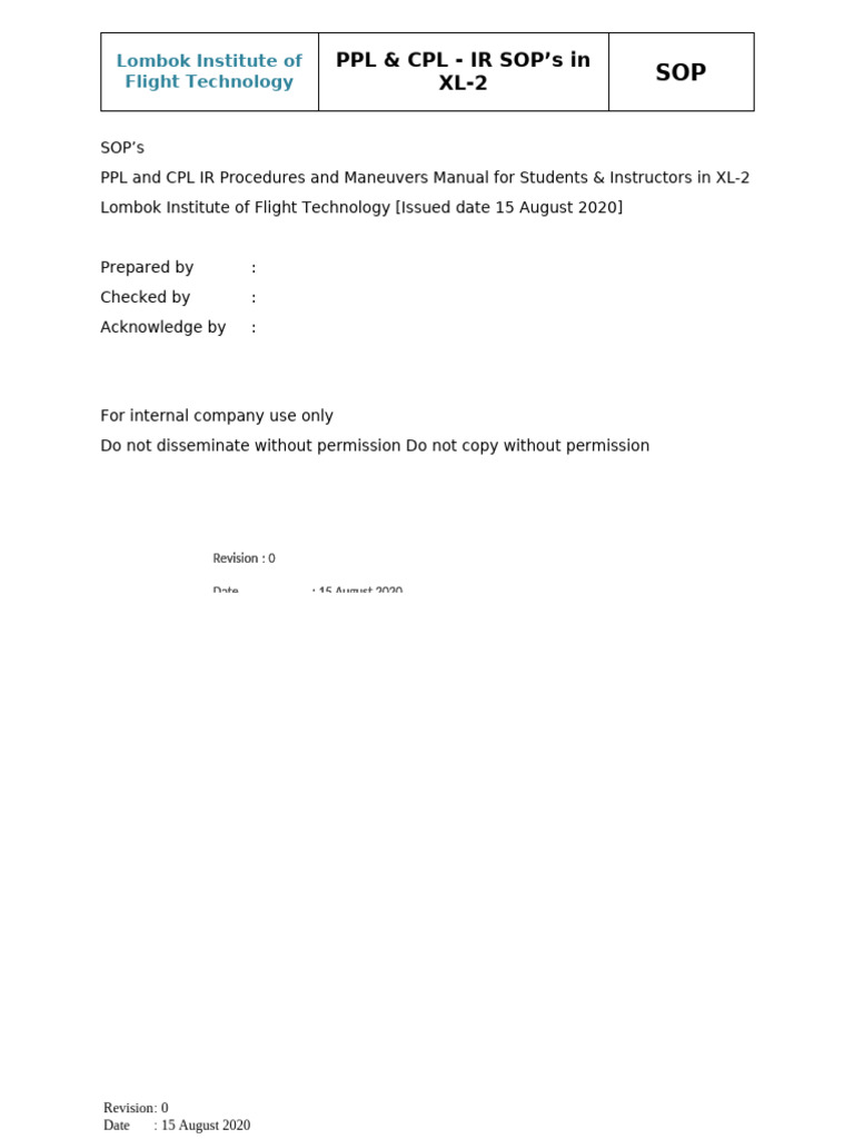 XL-2 PPL & CPL IR SOP Manual | PDF | Flight Instructor | Instrument ...