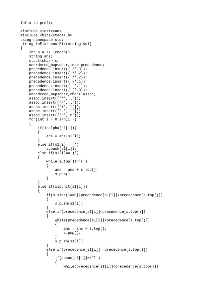 Infix To Prefix | PDF