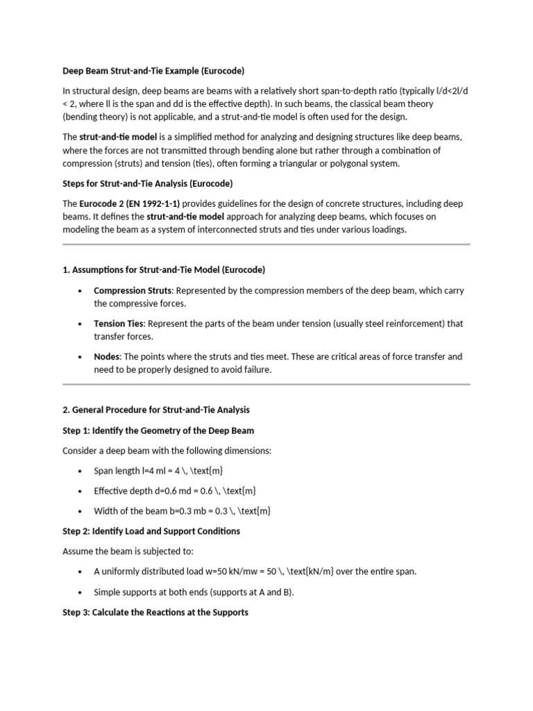 Deep Beam Strut-and-Tie Analysis Guide | PDF