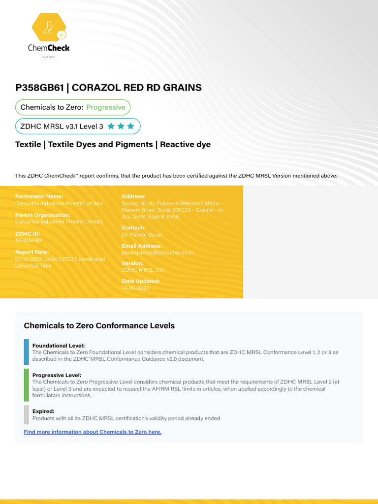 CORAZOL RED RD GRAINS - P358GB61 - Chemcheck | PDF