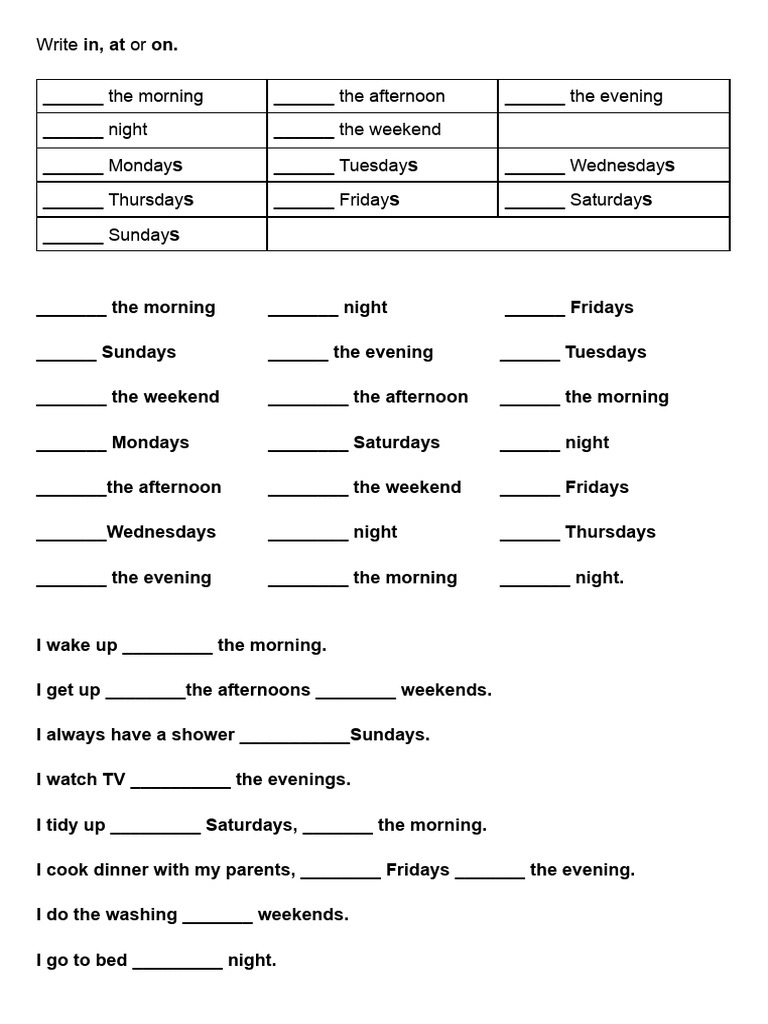 Grade 4 Unit 2 Open Up Prepositions of Time | PDF