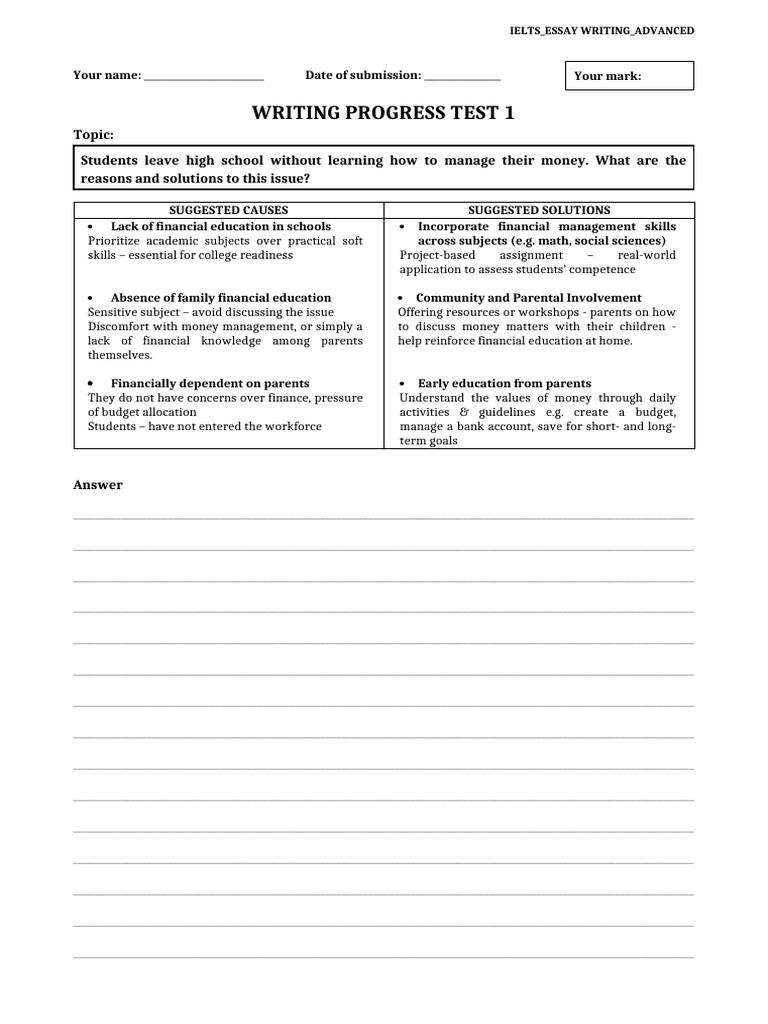 PROGRESS TEST 1 | PDF | Cognition