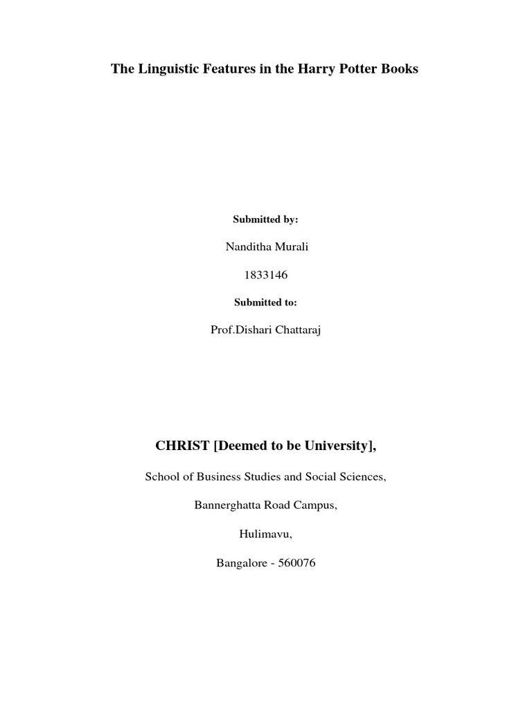 Linguistic Analysis of Harry Potter Series | PDF | Harry Potter | J. K ...