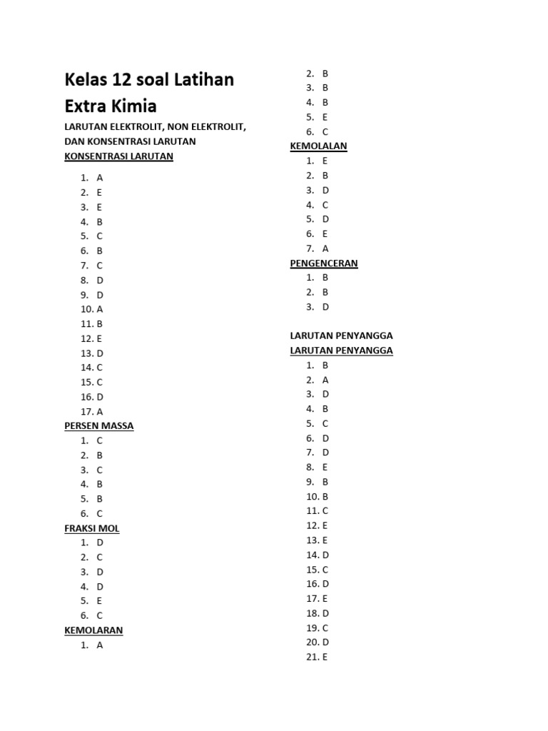 Kelas 12 Soal Latihan Extra Kimia | PDF