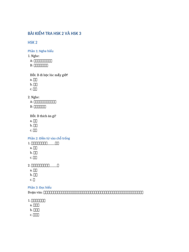 Hsk 2 3 Test Pdf