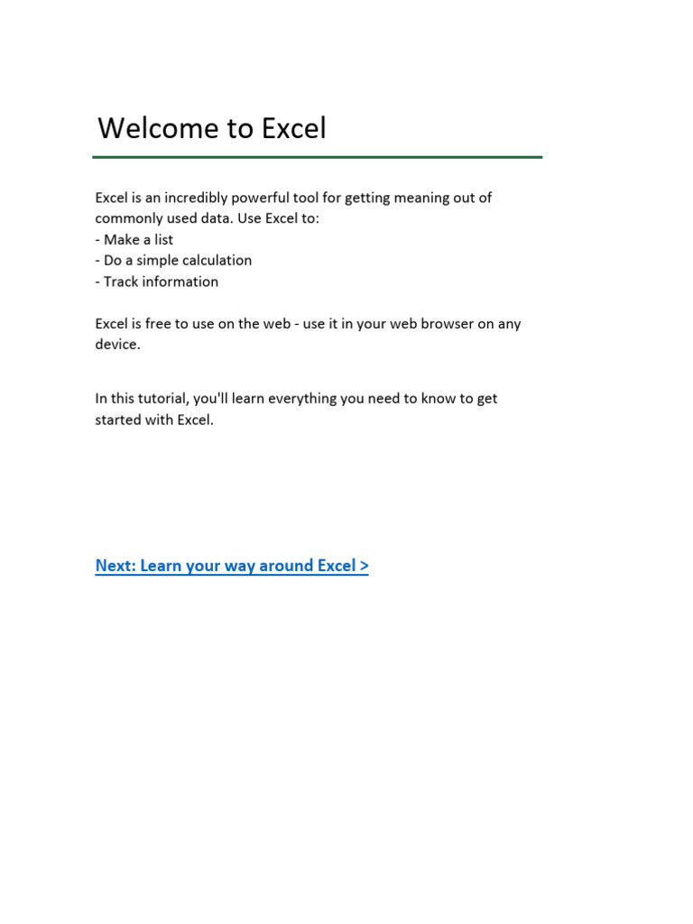 Welcome To MS Excel | PDF