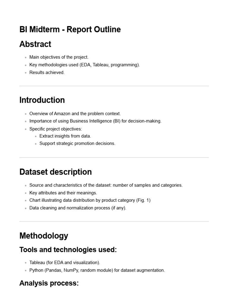 BI Midterm Report Outline | PDF