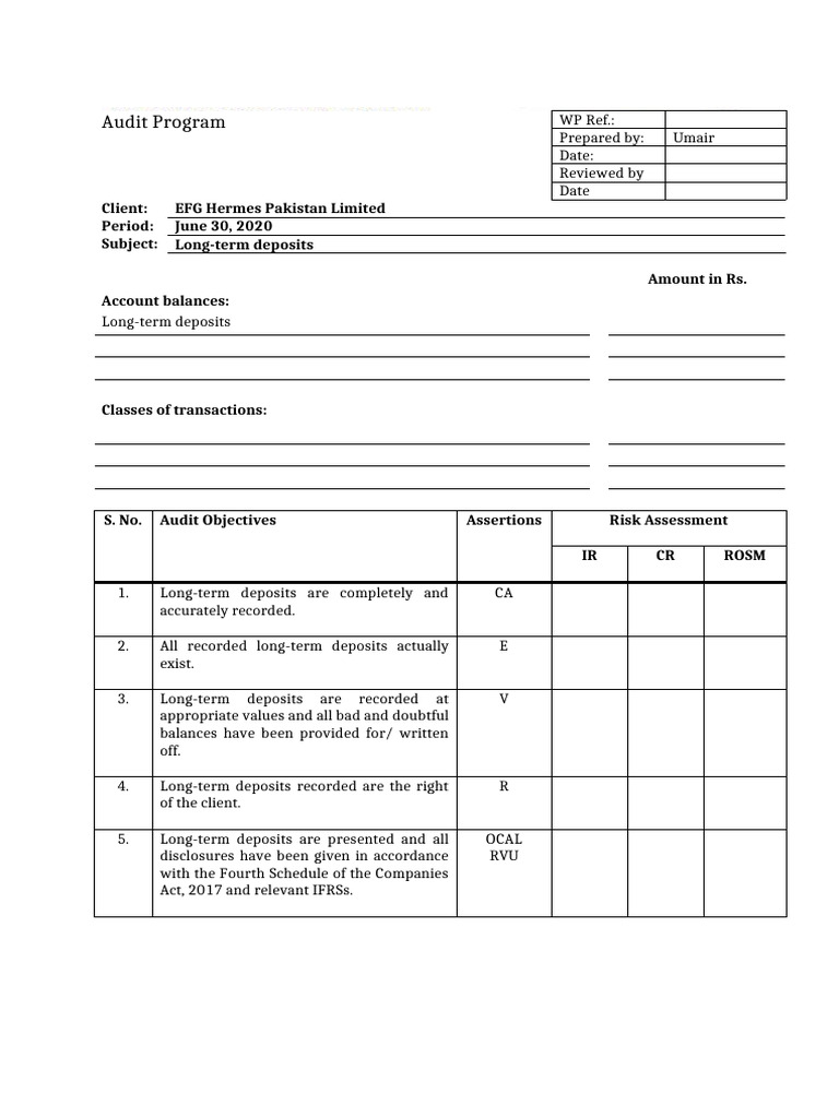 5. Long-term Deposits | PDF | Audit | Financial Services