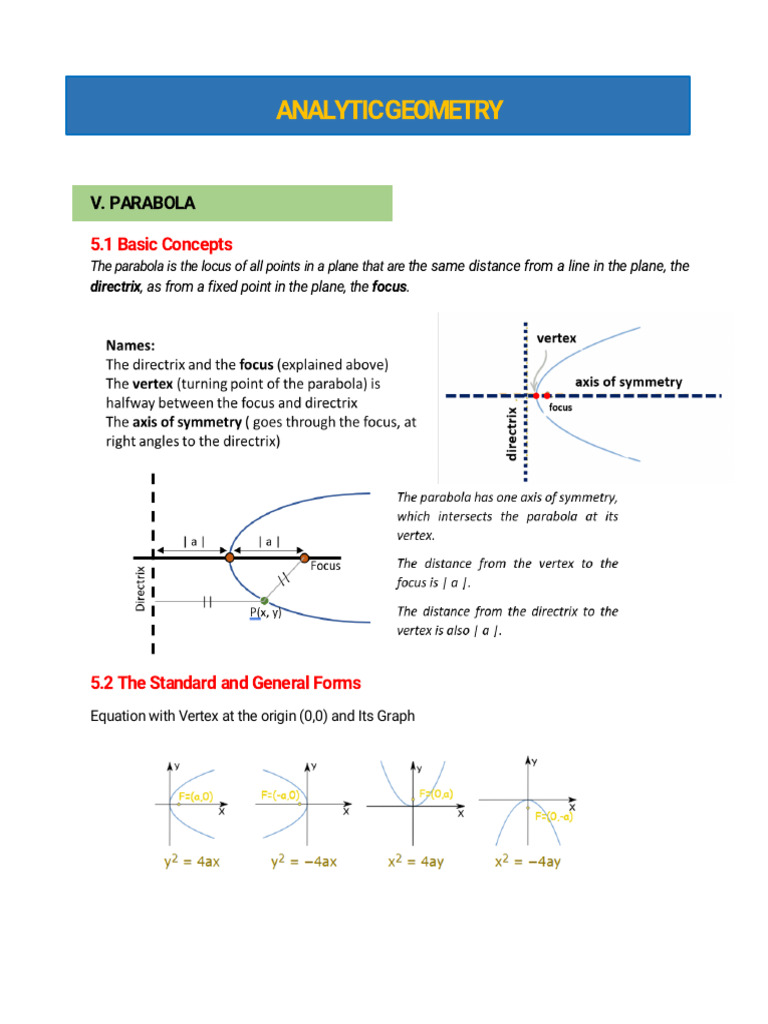 Lesson 2 - The Parabola | PDF | Differential Geometry | Algebraic Geometry