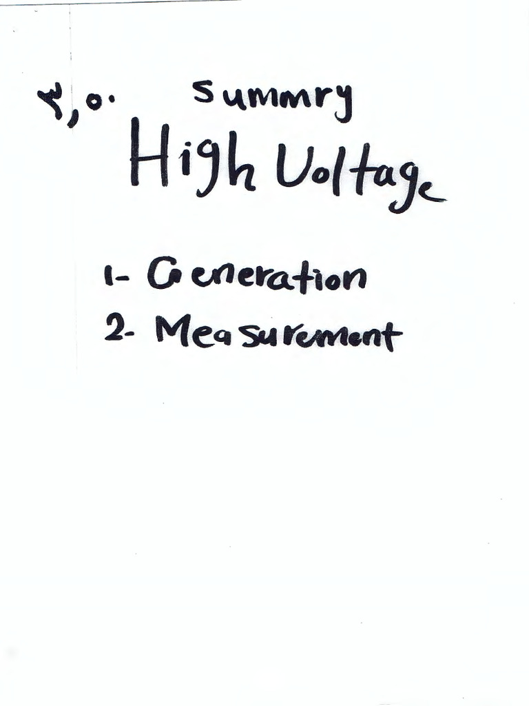 Summary HV (Generation & Measurement) | PDF