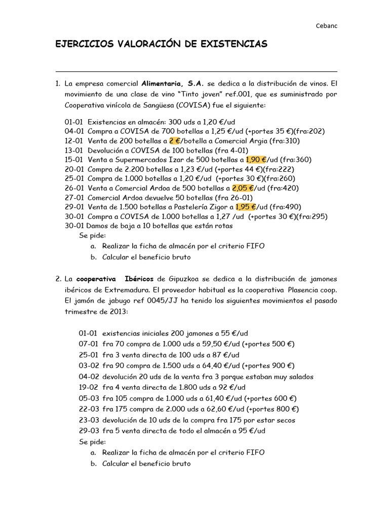 Actividades Ficha de Almacã©n | PDF