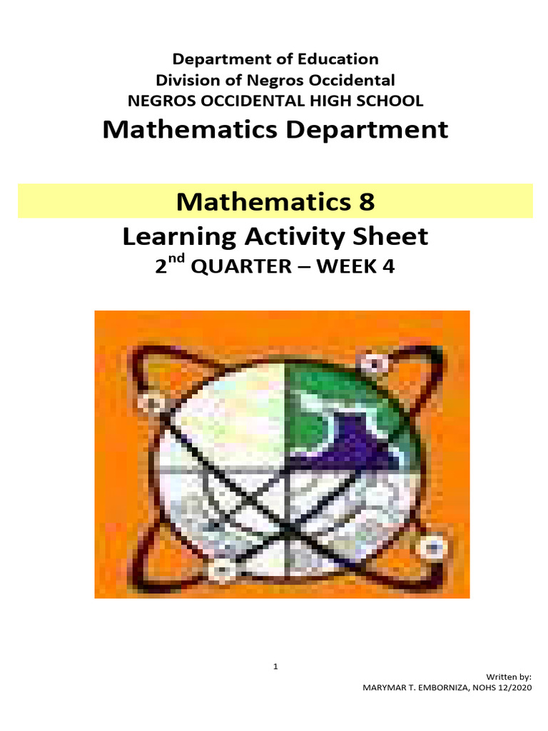 Mathematics 8 Quarter 2 Week 4 Graphs of Linear Functions | PDF | Line (Geometry) | Function ...