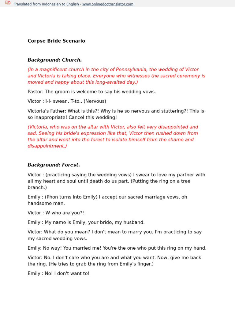 Skenario Corpse Bride - Id.en | PDF | Social Conventions | Marriage