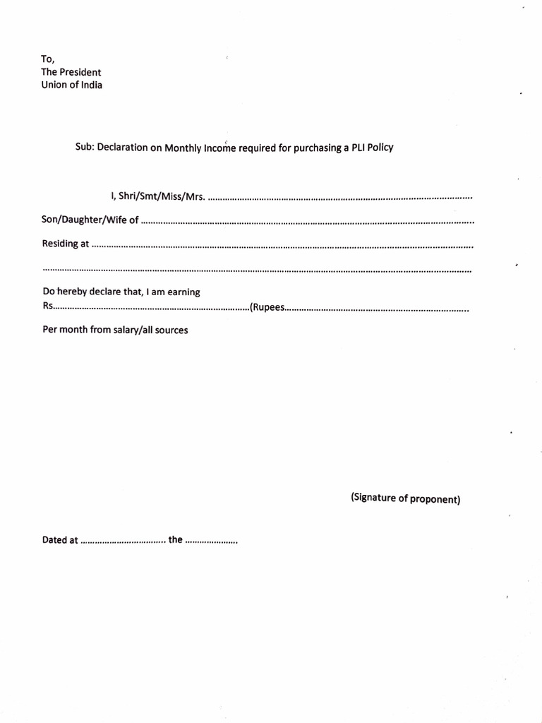 PLI Income Declaration Certificate | PDF | Academic Degree | Career And ...