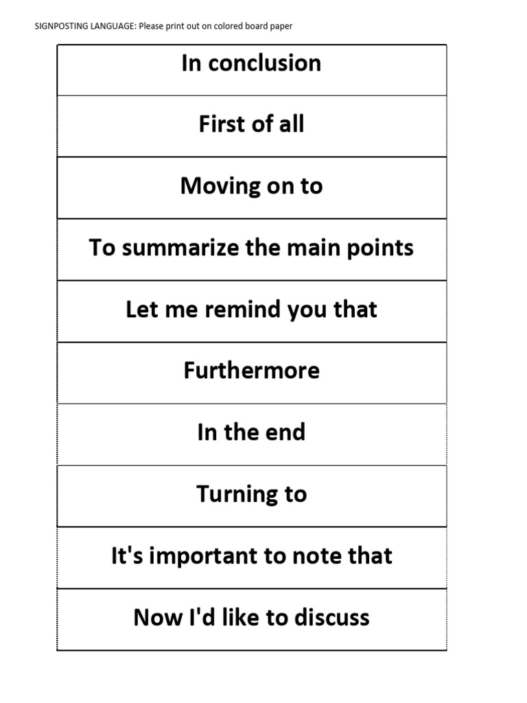 L7 - Signposting Language | PDF