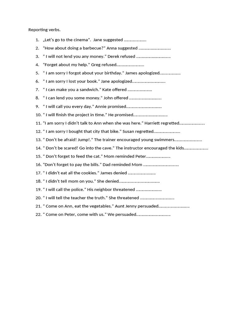Reporting Verbs | PDF