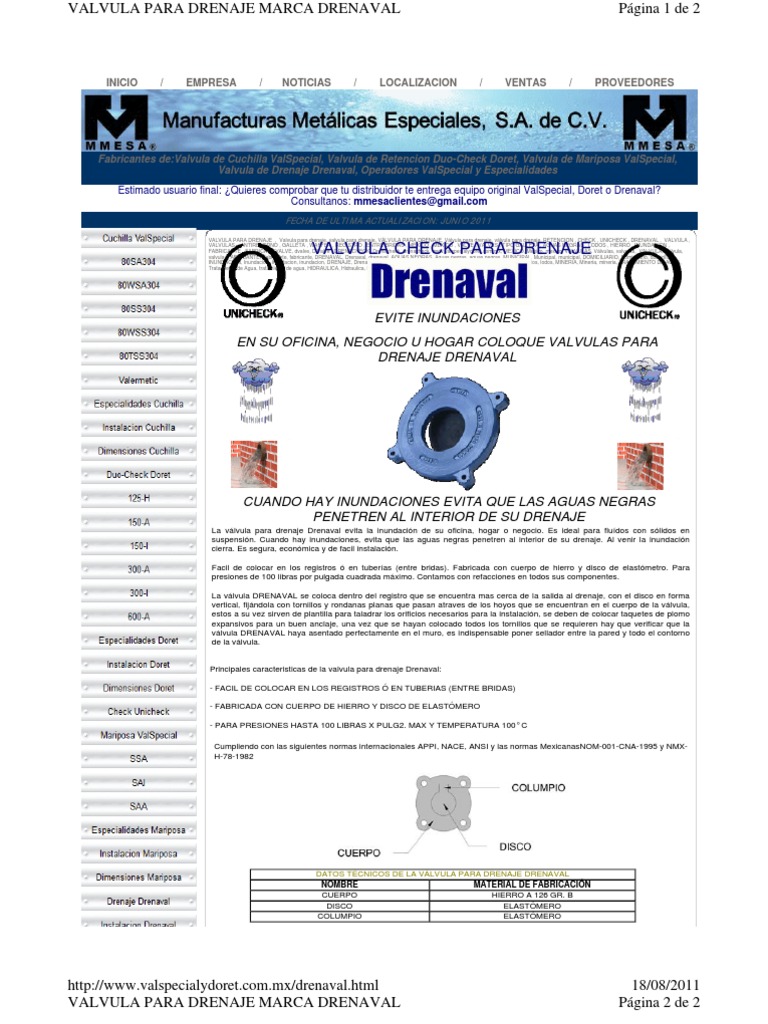 Válvula Drenaval: Prevención de Inundaciones | PDF | Agua | Science
