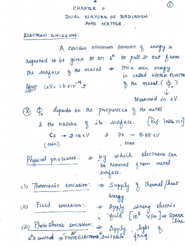 Chapter 11 Dual Nature of Matter Notes | PDF