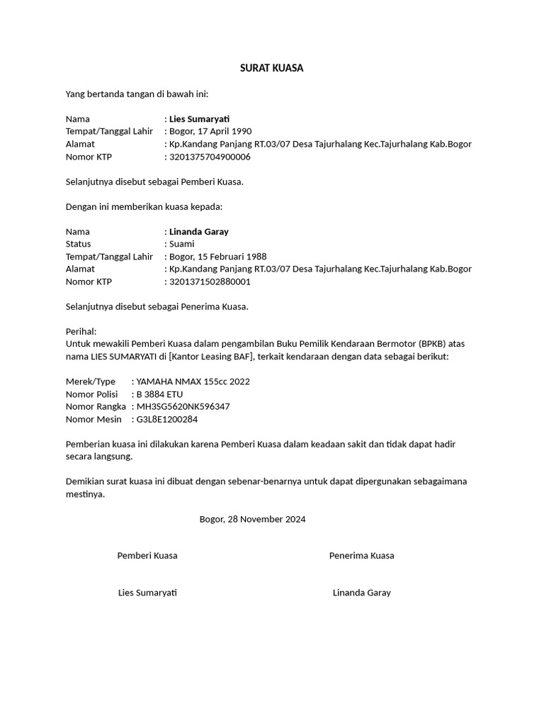 SURAT KUASA | PDF