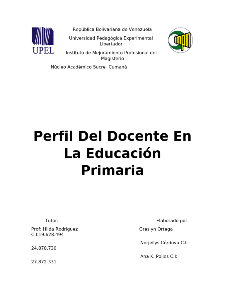 Perfil Docente en Educación Primaria | PDF | Maestros | Enseñando