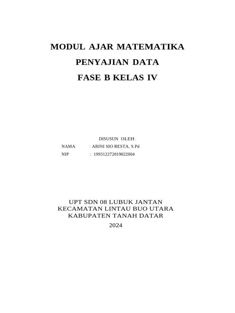 Modul Ajar Matematika Kelas 4: Data | PDF