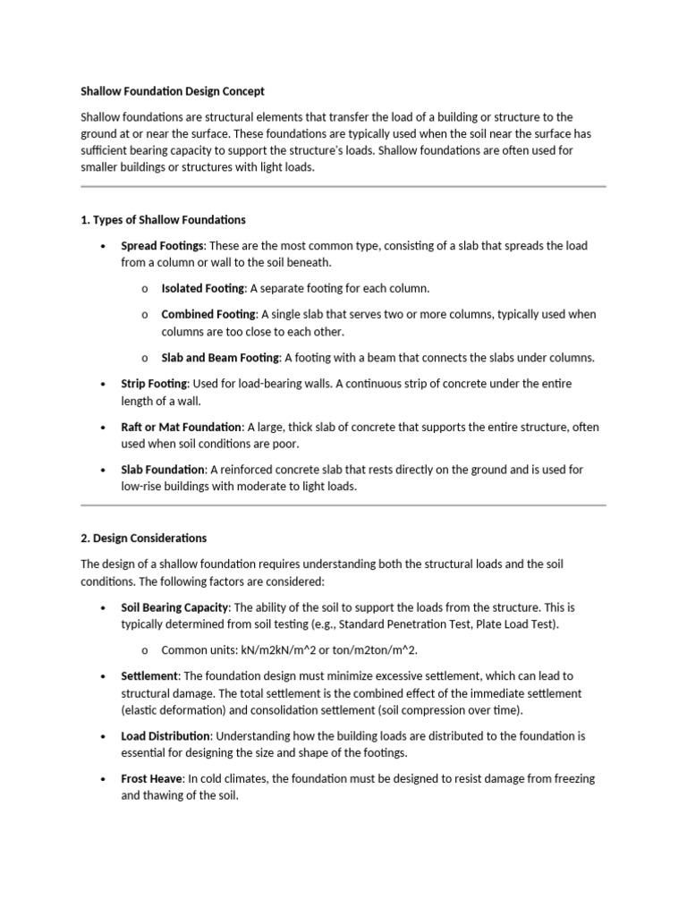 Shallow Foundation Design Concept | PDF | Foundation (Engineering) | Civil Engineering