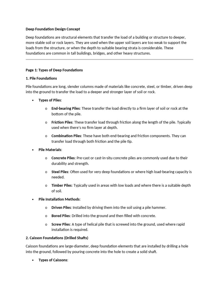 Deep Foundation Design Concept | PDF | Deep Foundation | Foundation (Engineering)