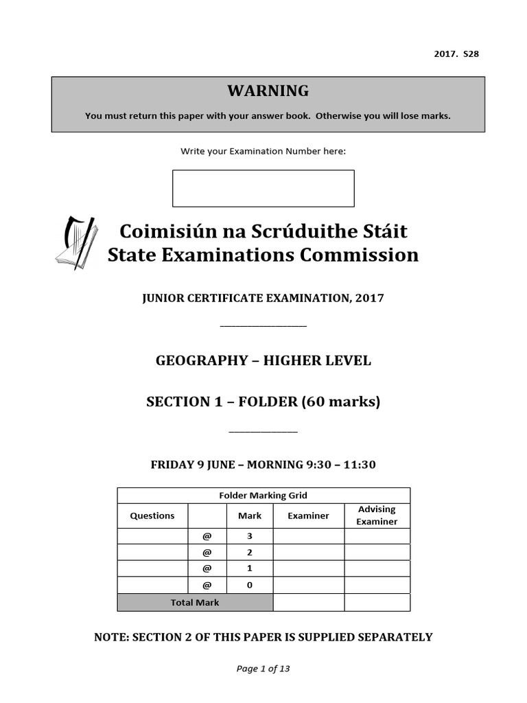 2017 Junior Certificate Geography Exam | PDF | Earthquakes | Cloud