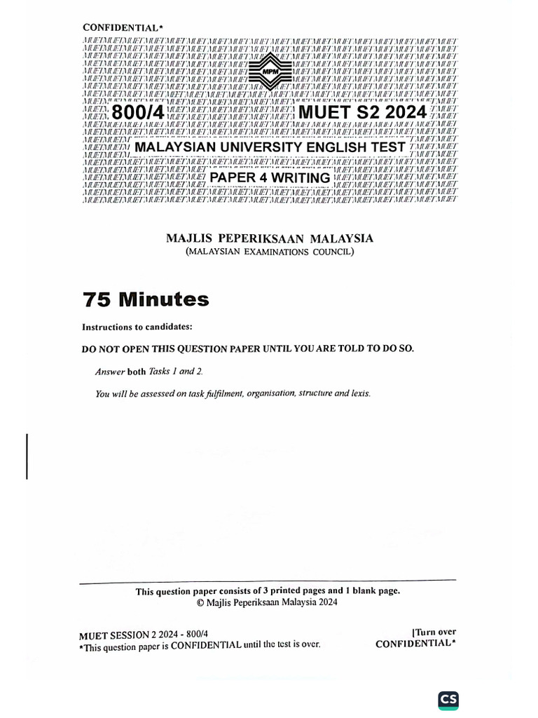 MUET Writing S2 2024 | PDF